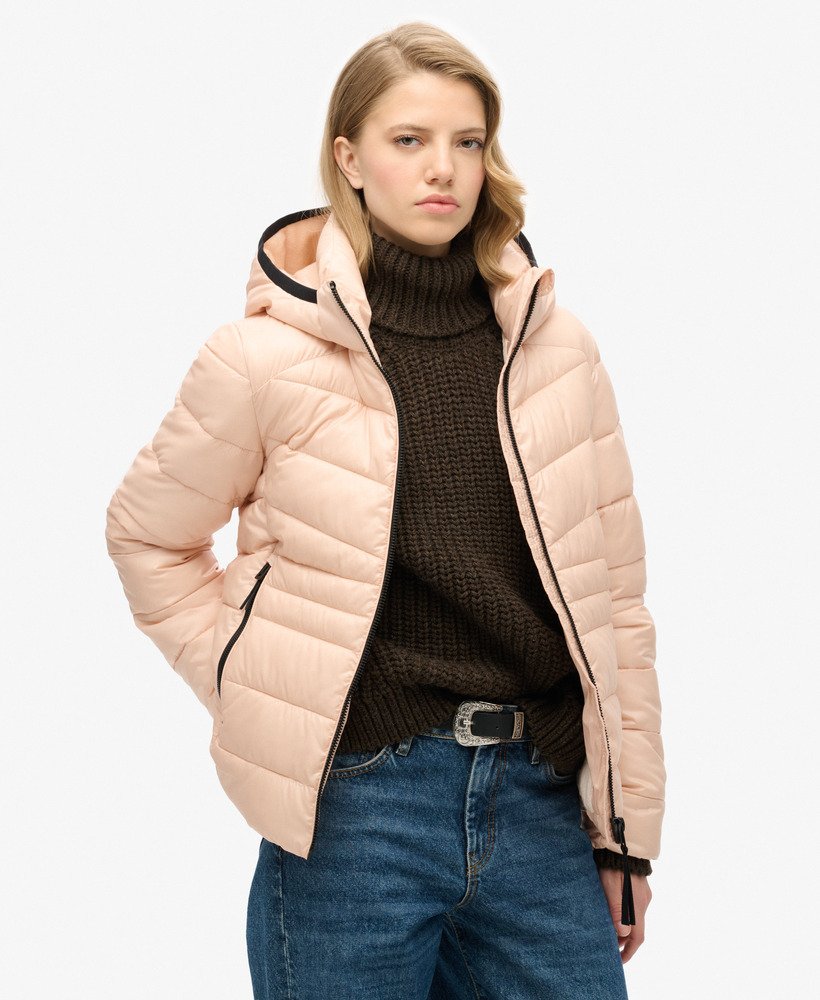 Hooded Fuji Quilt Padded Jacket | Frappe Beige – Superdry