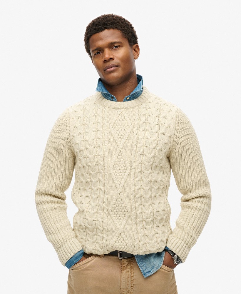 Jacob Cable Jumper | Ecru – Superdry