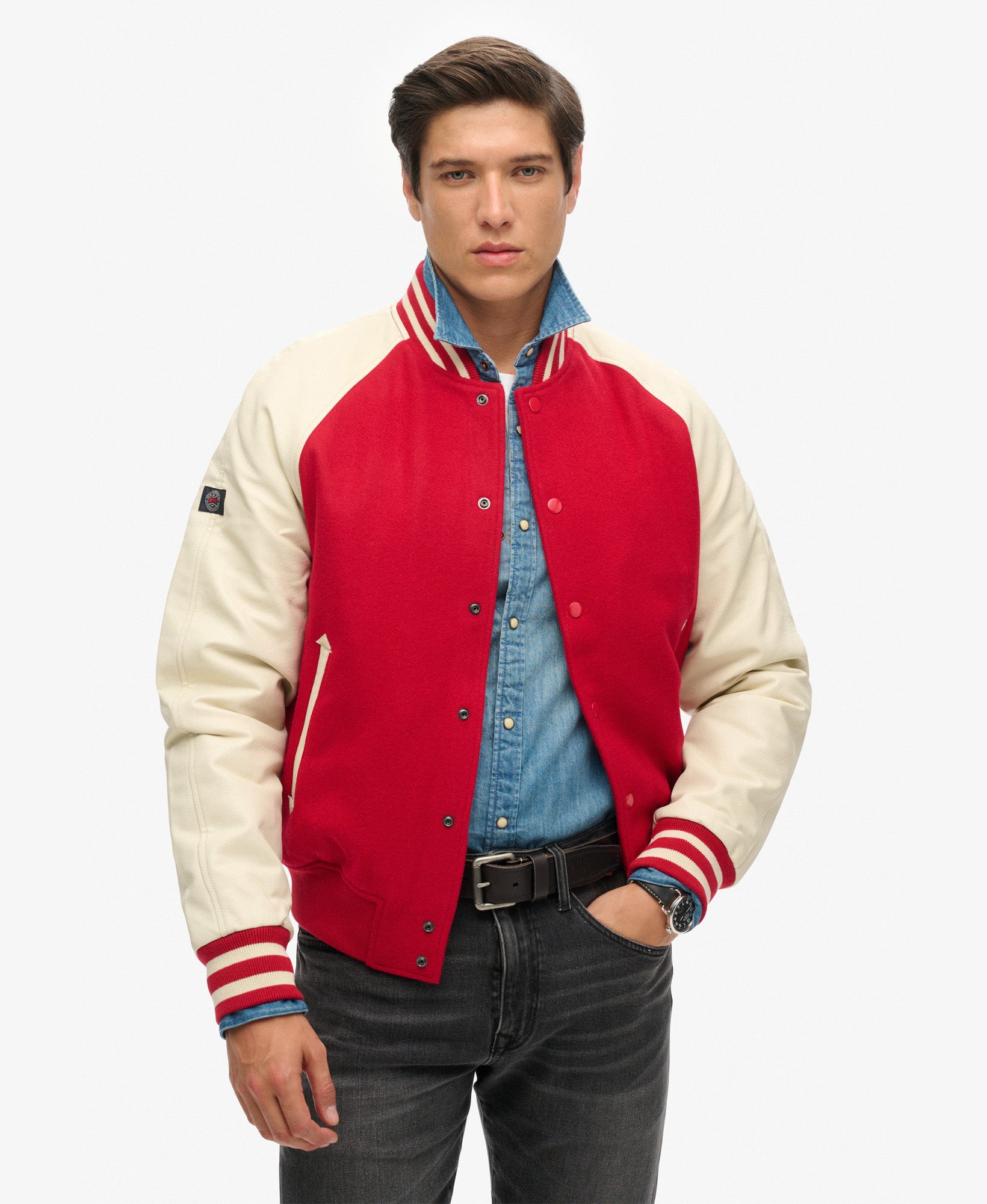 College Varsity Bomber Jacket | Varsity Red – Superdry