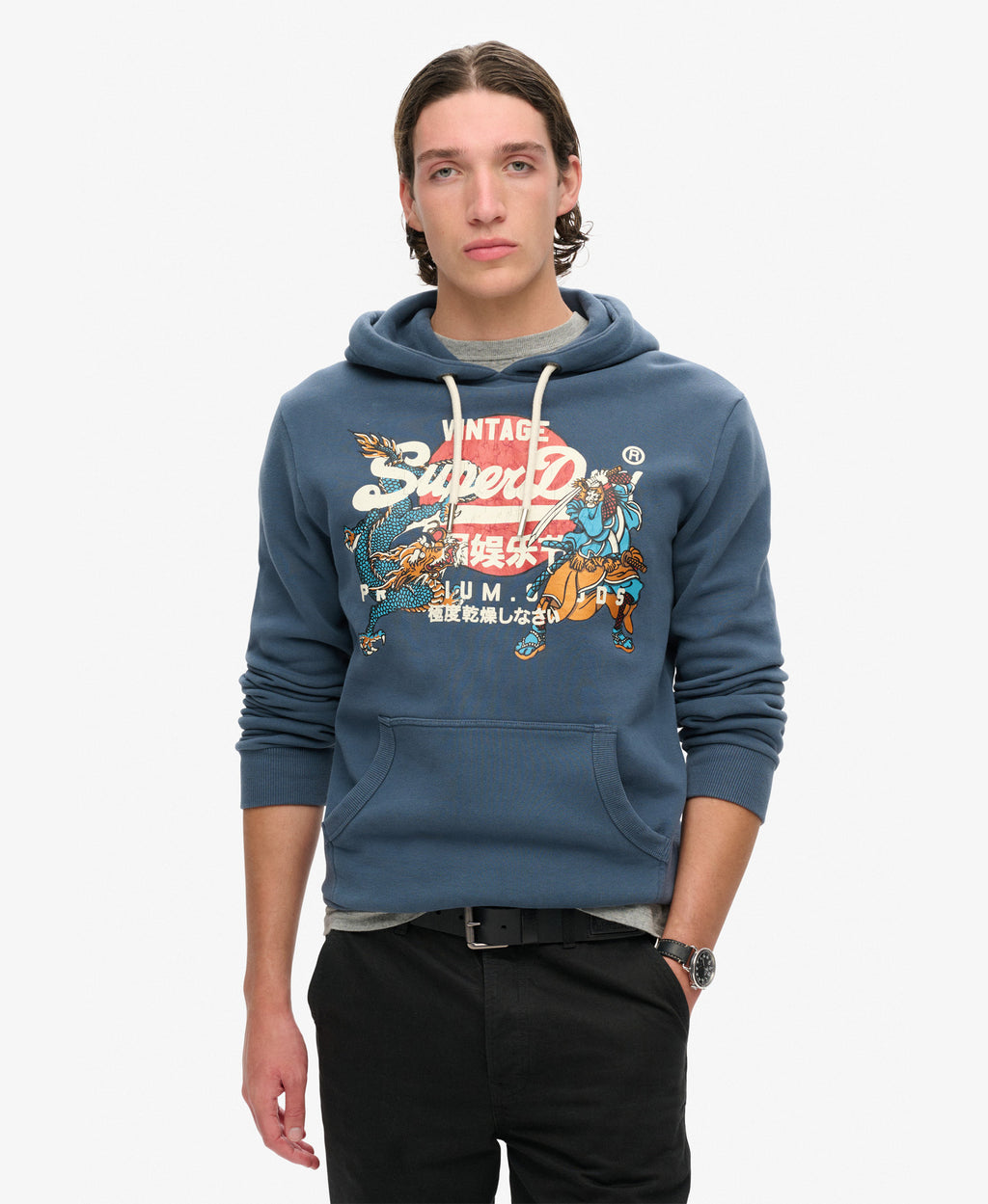 Tokyo Vintage Logo Graphic Hoodie | Ink Blue – Superdry