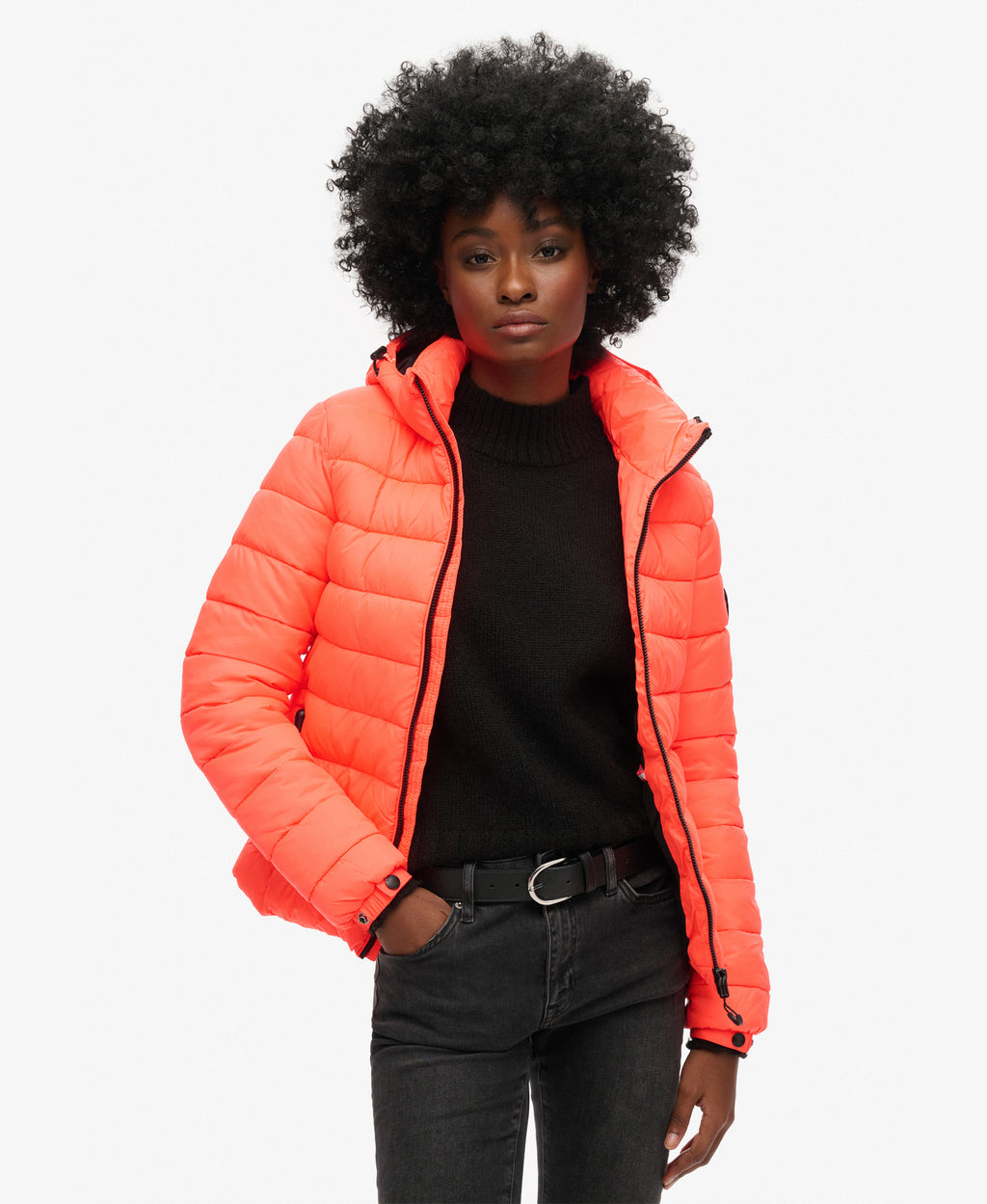 Classic Fuji Puffer Slim Fit Jacket | Hyper Fire Coral – Superdry
