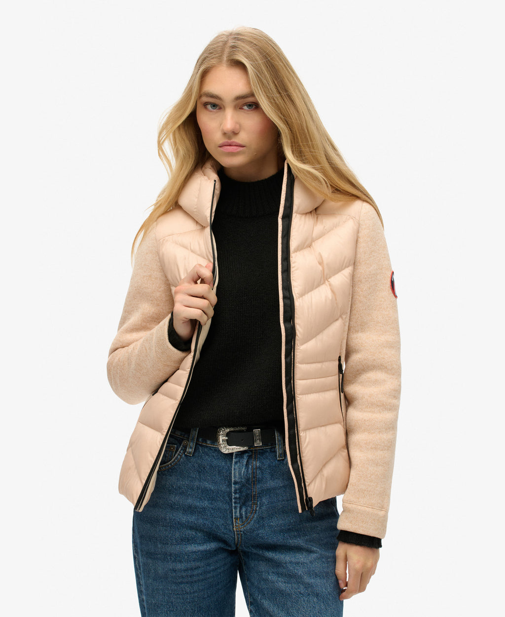 Hooded Storm Knit Hybrid Jacket | Frappe Beige – Superdry