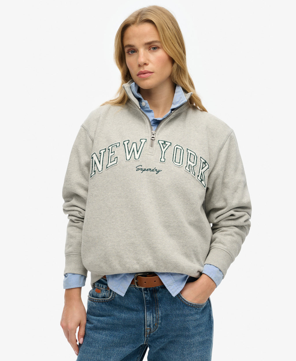Athletic Essential Applique Half Zip | Grey Marle – Superdry
