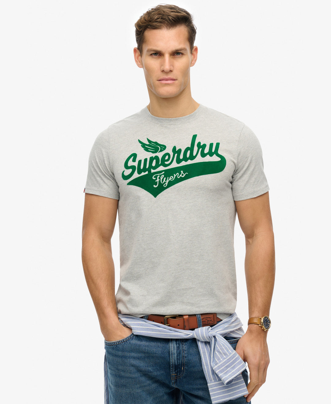 Flyers Script Tee | Grey Marle – Superdry