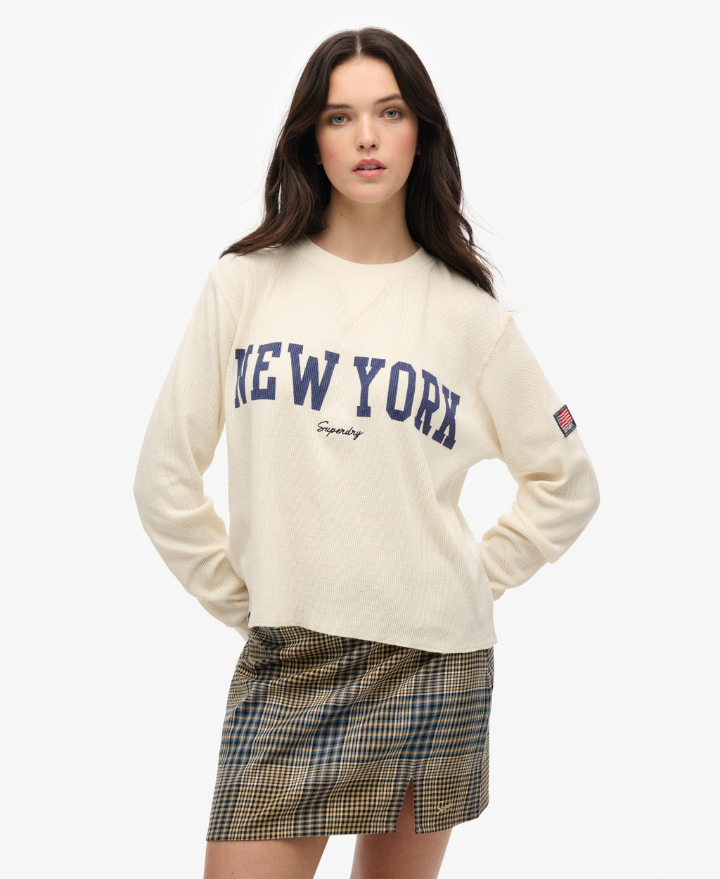Athletic Essential Graphic Long Sleeve Top | Desert Bone Off White ...