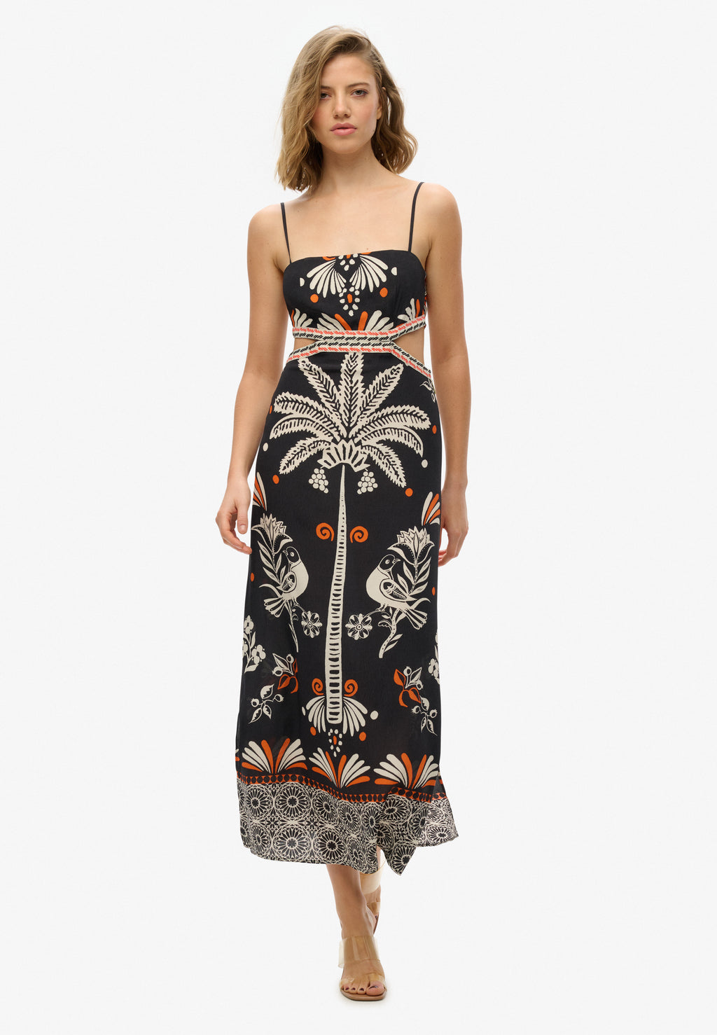 Statement Cut-Out Maxi Slim Fit Dress | Jungle Fever Black – Superdry