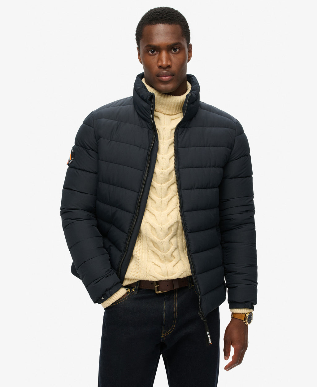 Fuji Embroidered Padded Jacket | Eclipse Navy – Superdry