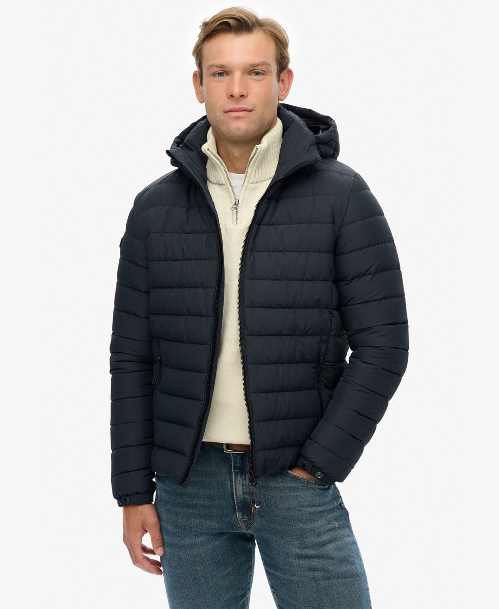 Hooded Fuji Padded Slim Fit Jacket | Eclipse Navy – Superdry