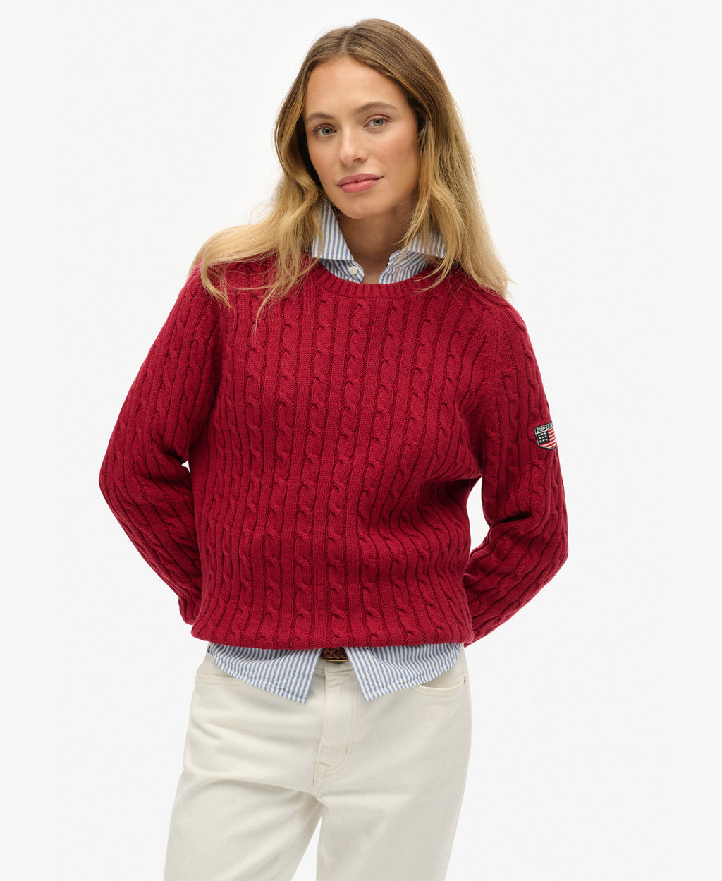 Slouchy Cable Knit | Bordeaux Red – Superdry