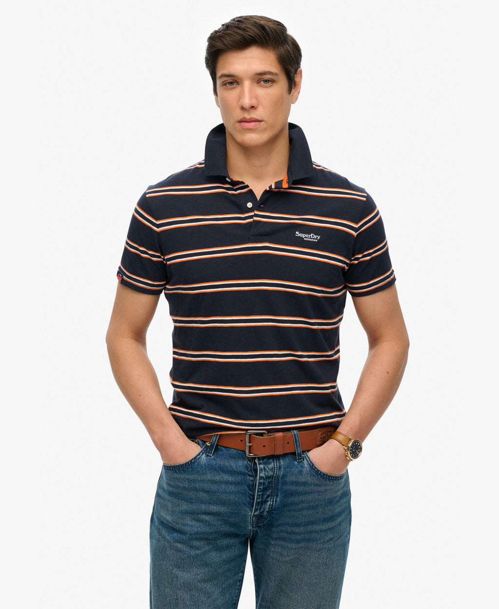 Lightweight Stripe Jersey Polo | Eclipse Navy Multi Stripe – Superdry
