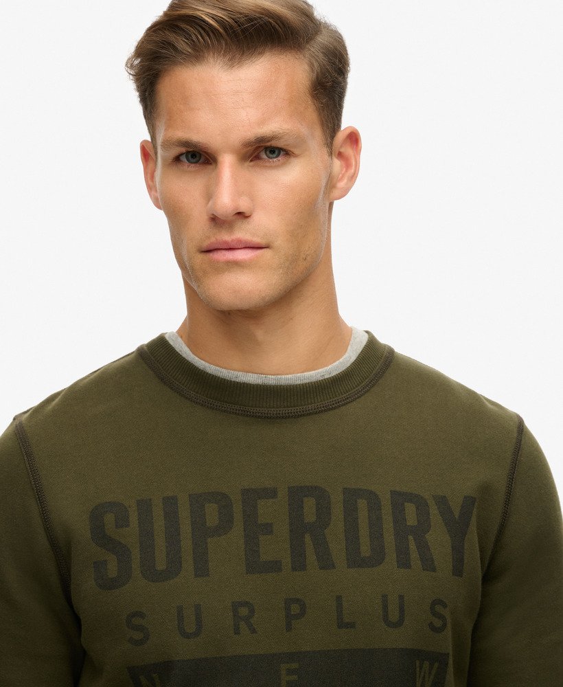 Slim Fit Surplus Graphic Crew | Washed Dark Olive – Superdry