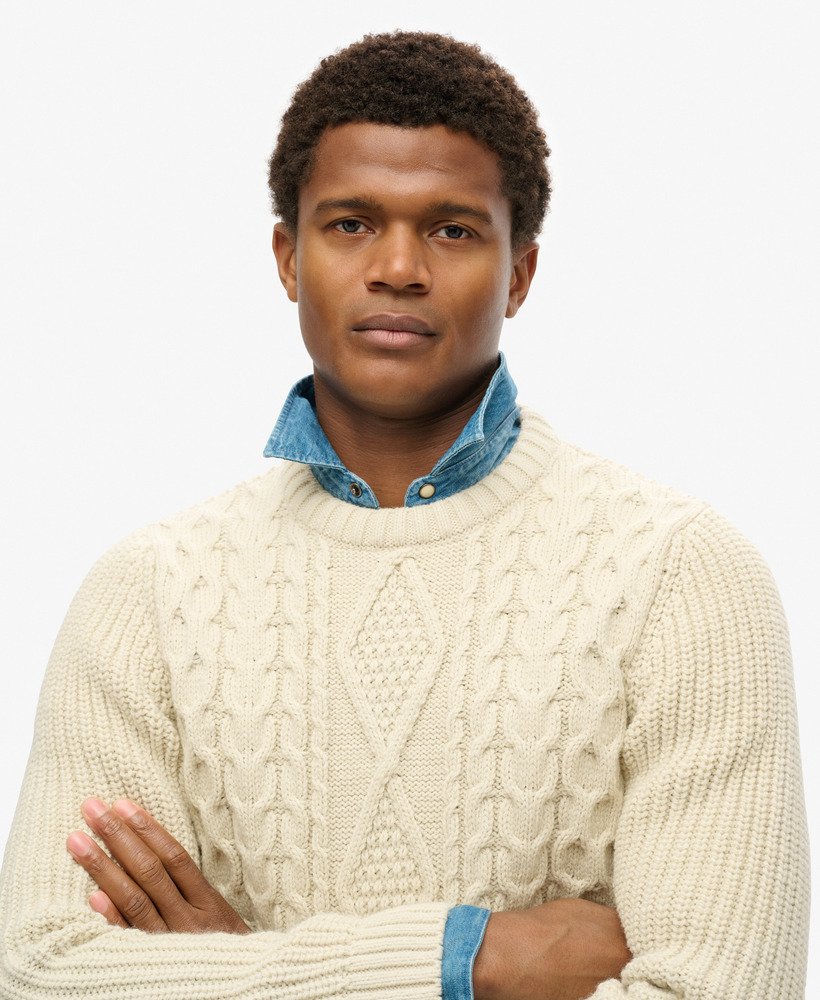 Jacob Cable Jumper | Ecru – Superdry