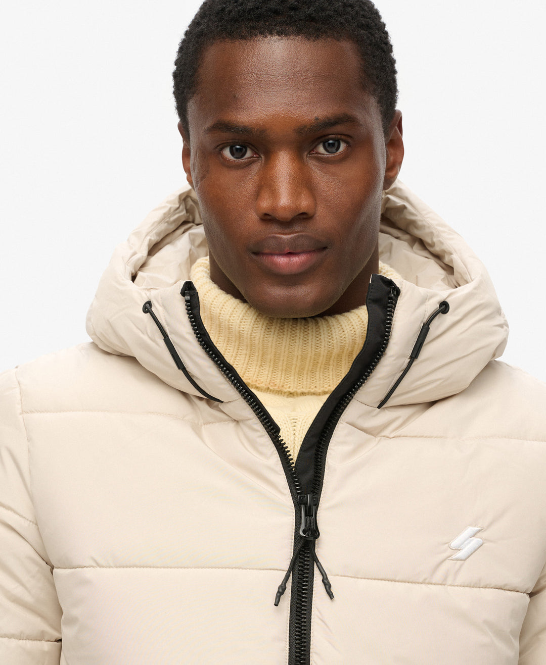 Hooded Sports Puffer Jacket | Pelican Beige – Superdry