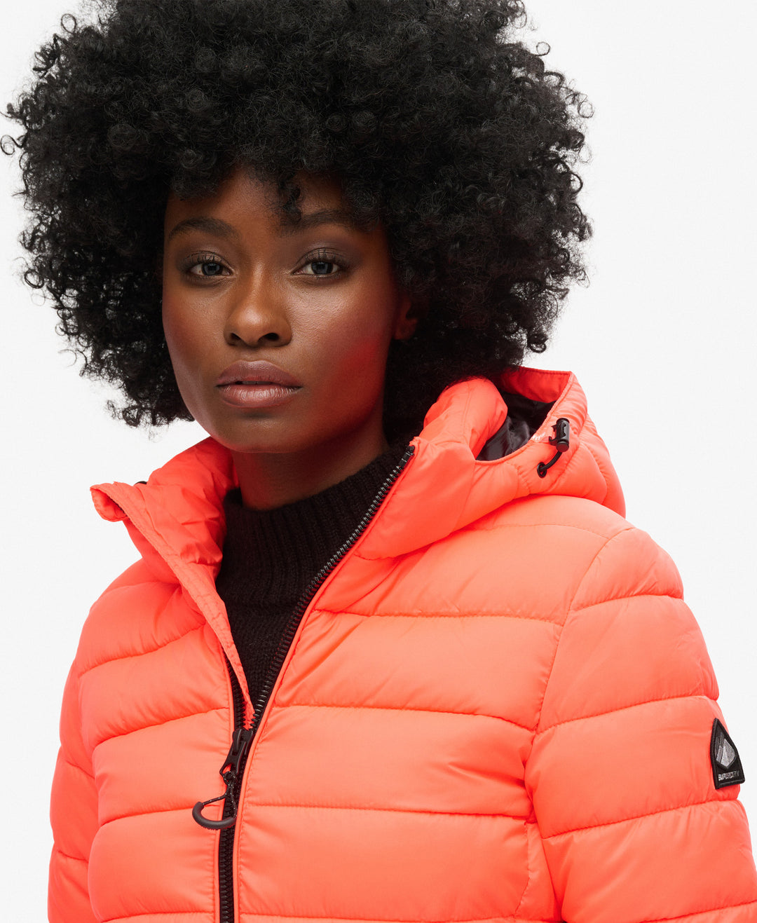 Classic Fuji Puffer Slim Fit Jacket | Hyper Fire Coral – Superdry