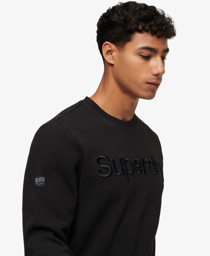 Tonal Embroidered Logo Crew | Black – Superdry