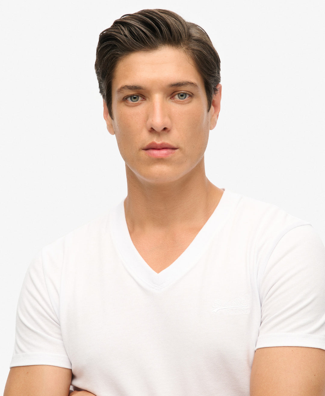 Essential Logo Embroidered Vee Tee | Optic – Superdry