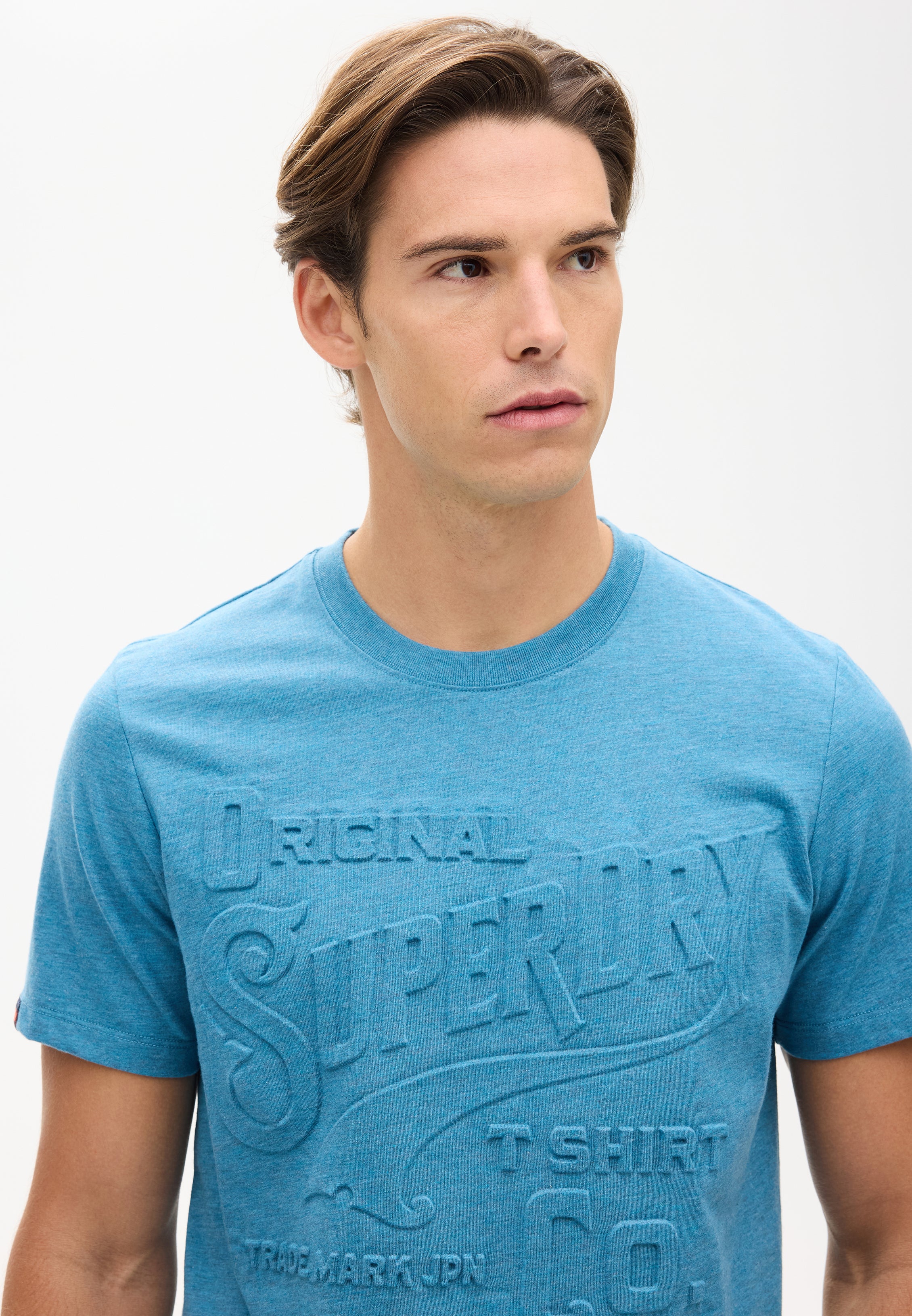 Workwear Embossed Tee | Pottery Blue Marle – Superdry