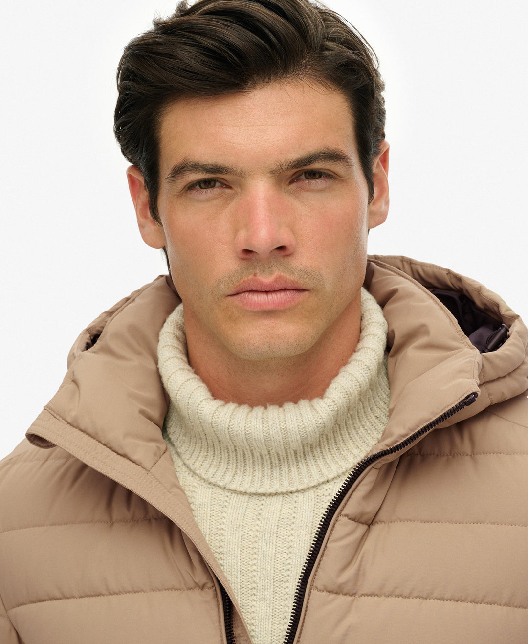 Hooded Fuji Padded Slim Fit Jacket | Winter Twig Beige – Superdry