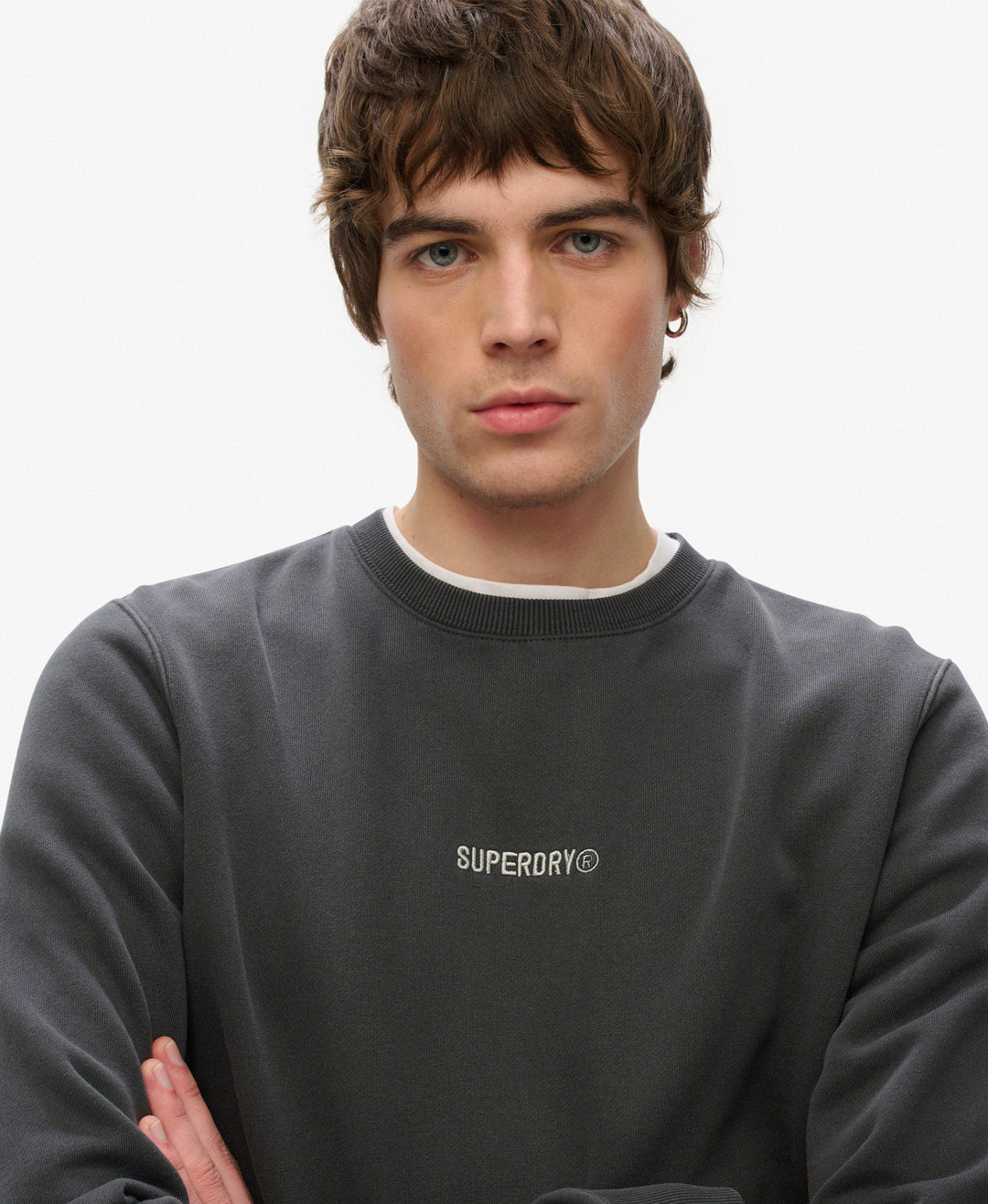 Micro Logo Crew | Washed Black – Superdry