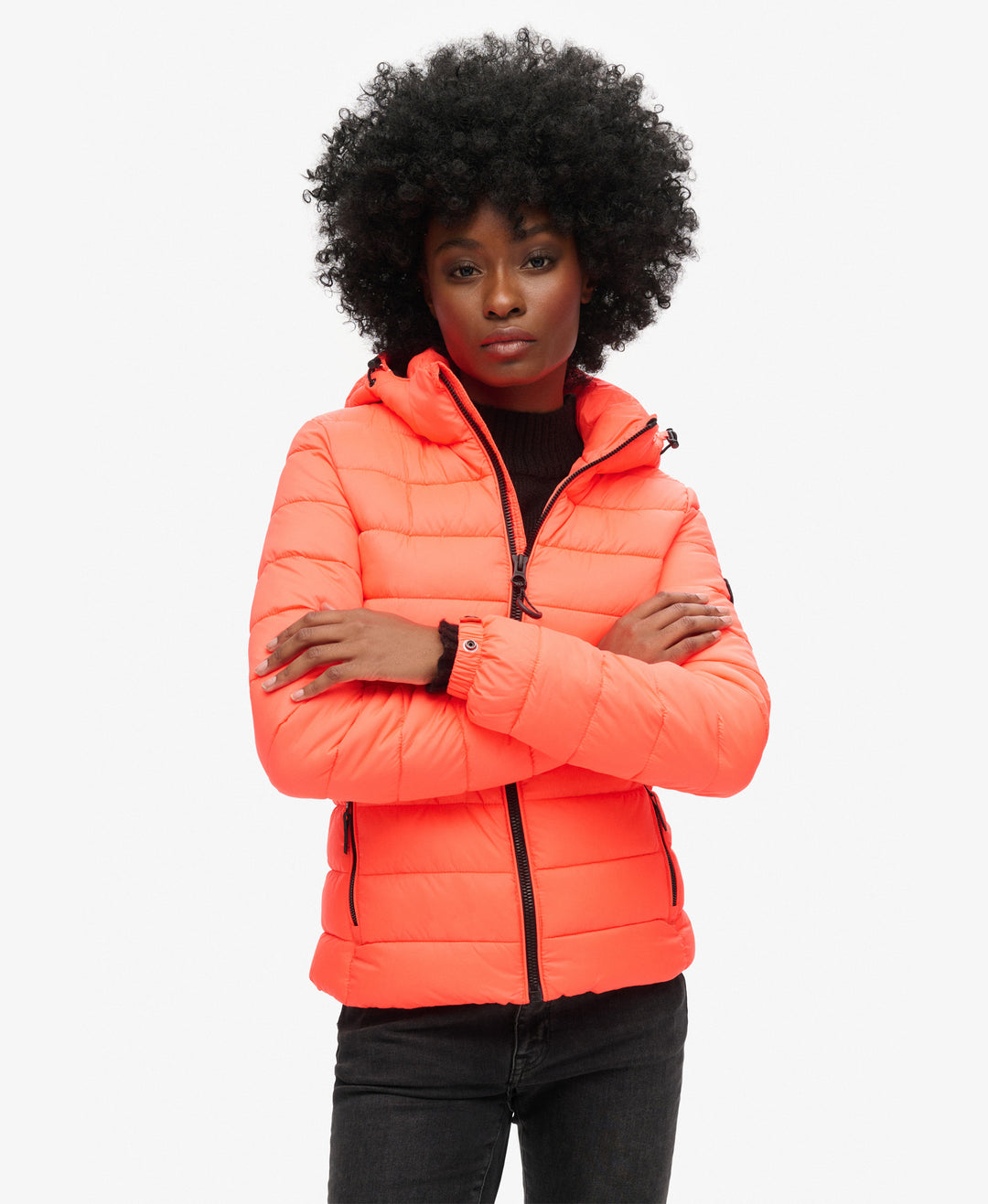 Classic Fuji Puffer Jacket | Hyper Fire Coral – Superdry