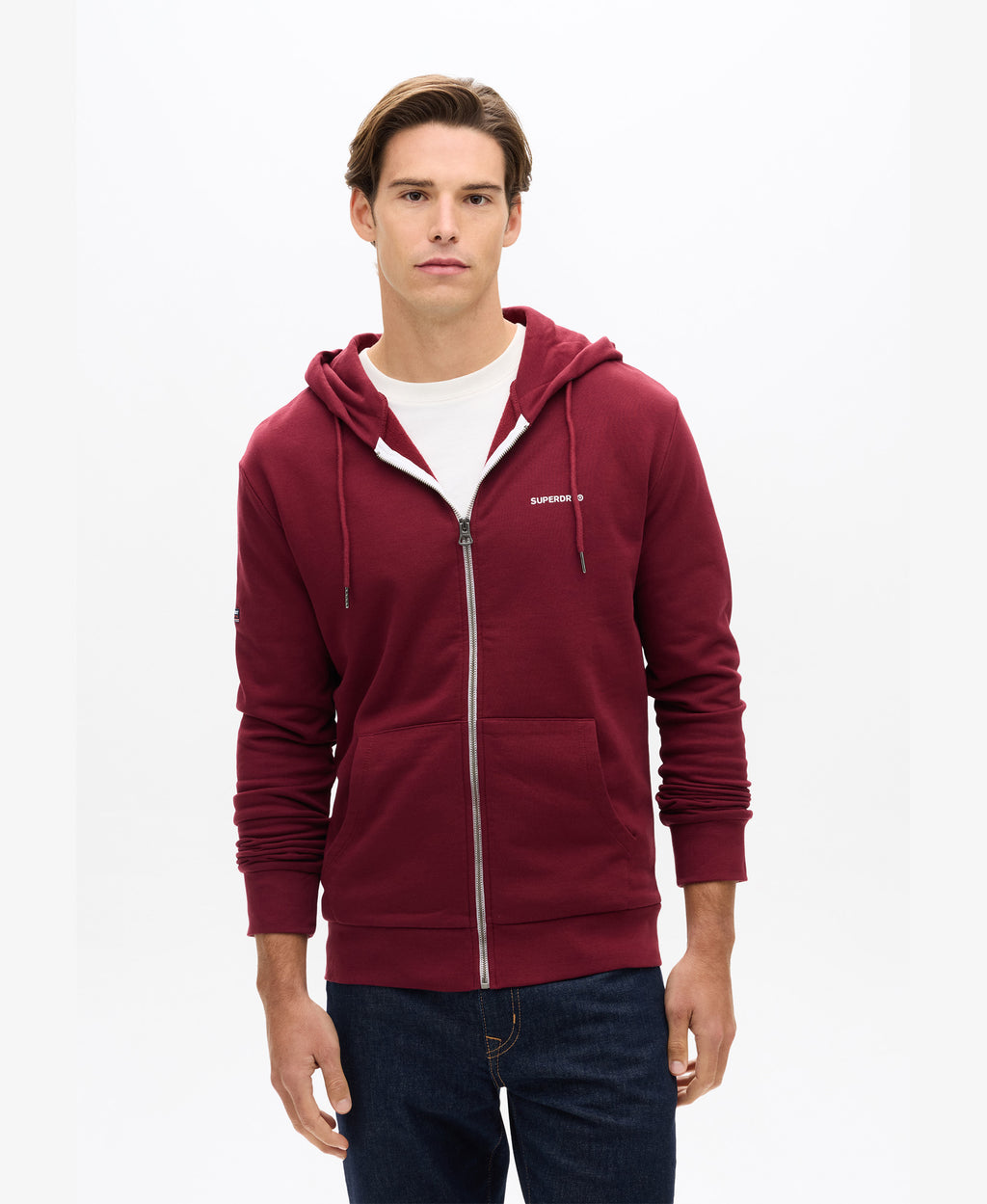 Plain Slim Fit Ziphood | Stanton Red – Superdry