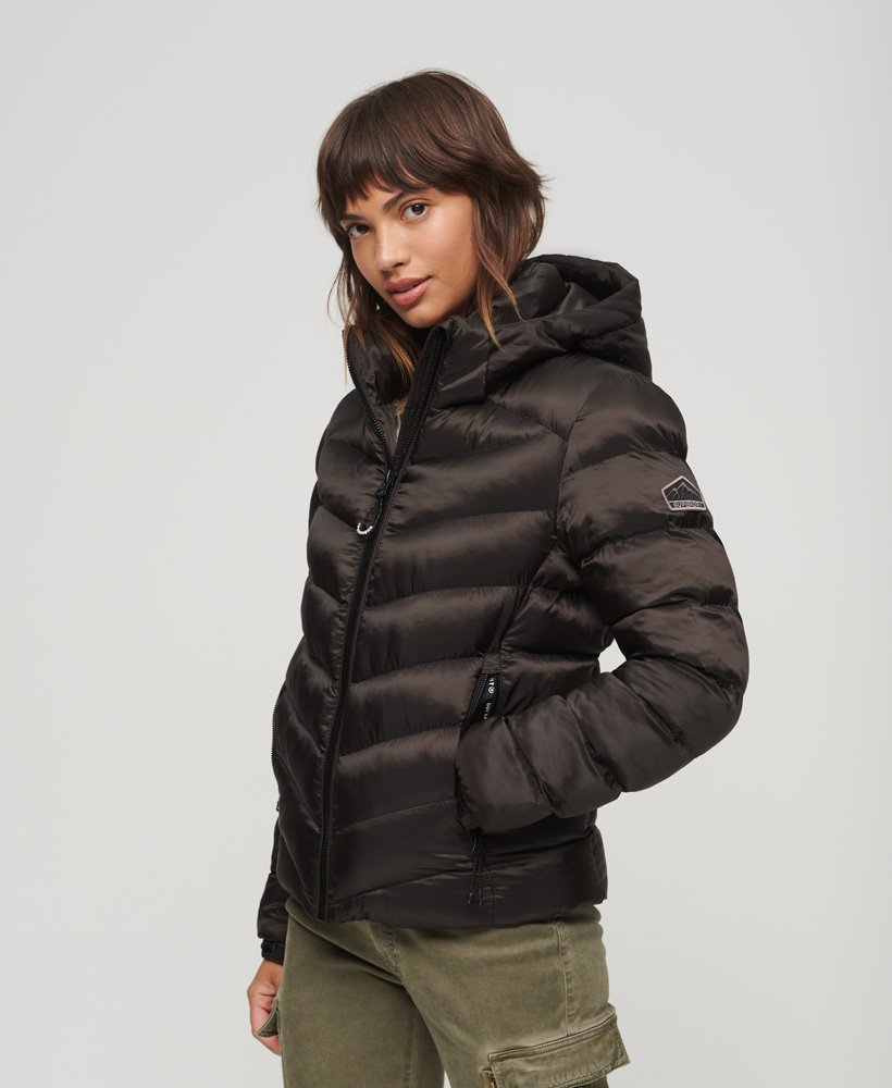 Hooded Fuji Padded Slim Fit Jacket | Dark Oak Brown – Superdry