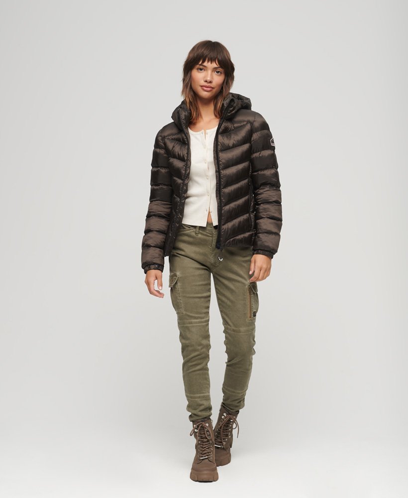 Hooded Fuji Padded Slim Fit Jacket | Dark Oak Brown – Superdry